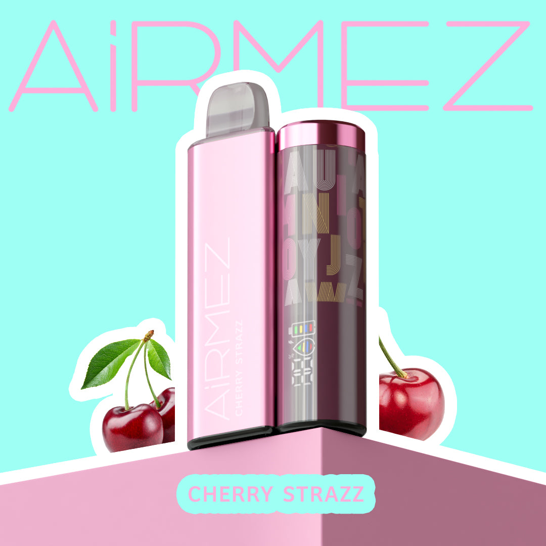 AirMez Cherry Strazz 10000 Puffs Metal Disposable Vape – Token Vapes